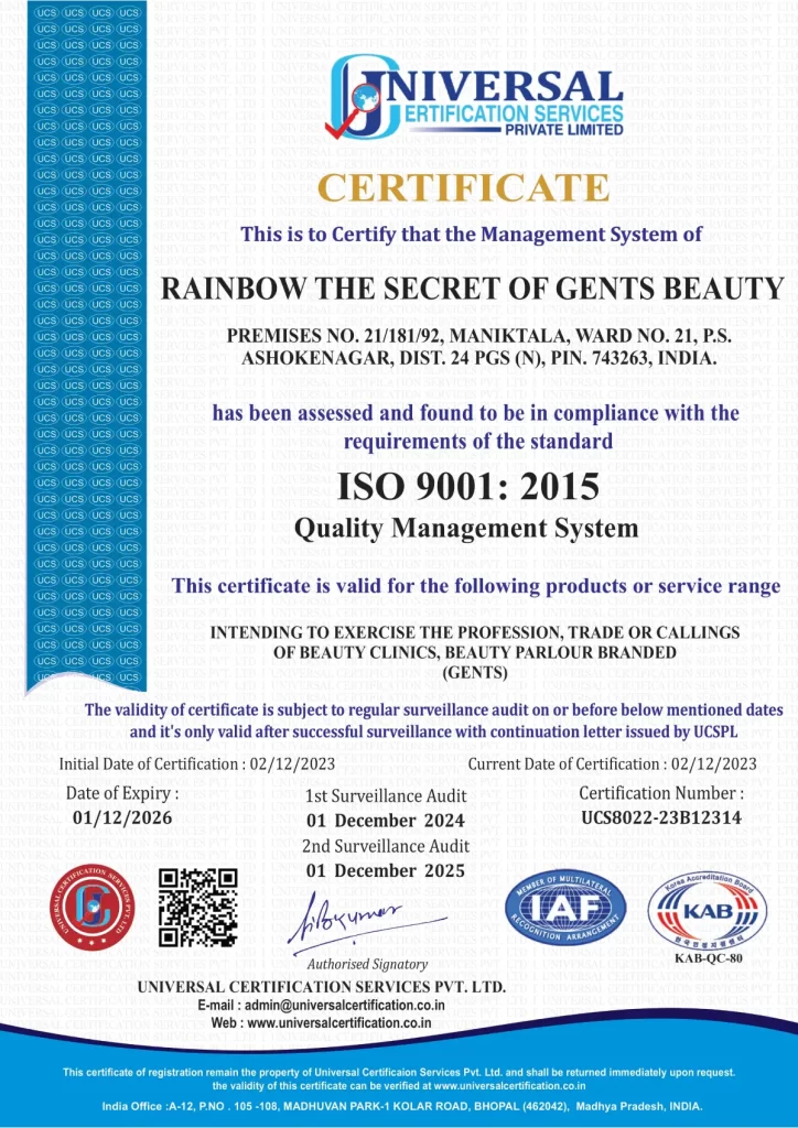 ISO Certification - Rainbow Beauty & Tattoo